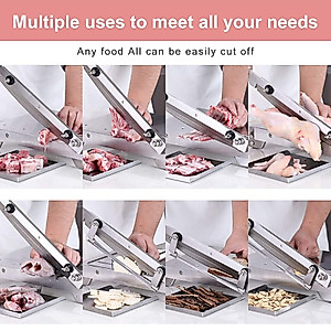 HENWAFX Manual Ribs Meat Chopper Slicer 13.5 inch Stainless Steel meat chopper for home use beef jerky slicer Frozen Meat Vegetable Food Chicken Duck and Fish Cutter (KD0288)
