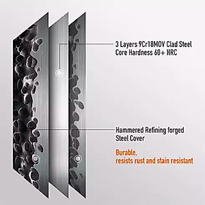 8- inches professional knife, very hard and sharp, blade, 9CR18MOV coated steel, comfortable octagonal handle. Suitable for family, friends and relatives as a gift.