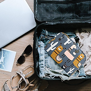 TBOUOBT Cosmetic Travel Bags, Makeup Case, Makeup Bag for Toiletries, Llama Cactus Cartoon