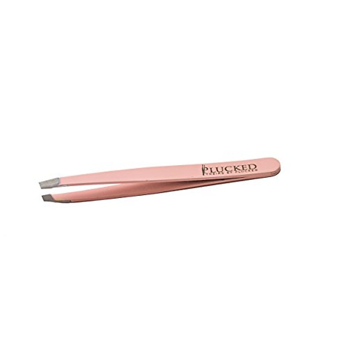 Stainless Steel Slant Tipped Tweezers by Plucked: Pack of 2 Hair Removal Tweezers for Men and Women –Slanted Tweezers for Eyebrow Plucking and Splinter Removal –Easy to Use Black and Pink Tweezers