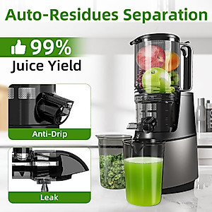 Cold Press Juicer Machines, 350W Masticating Juicer with 5.8" Inch Large Feed Chute for Whole Fruits and Vegetables, Slow Juices Extractor Easy to Clean