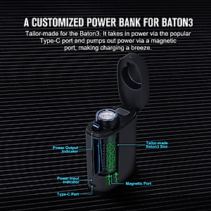 OLIGHT Baton3 Premium Edition 1200 Lumens Compact LED Flashlight Powered by a Single Rechargeable Battery, with Charging Box, Black