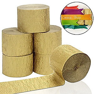 Coceca 6 Rolls 492ft Gold Crepe Paper Streamers for Birthday Party Wedding Festival Party Decorations