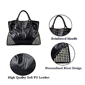 Cayla Women Tote Handbag shinestone Ladies Purse Crossbody Shoulder Bag top handle Hobo Satchel bag, Black, Large