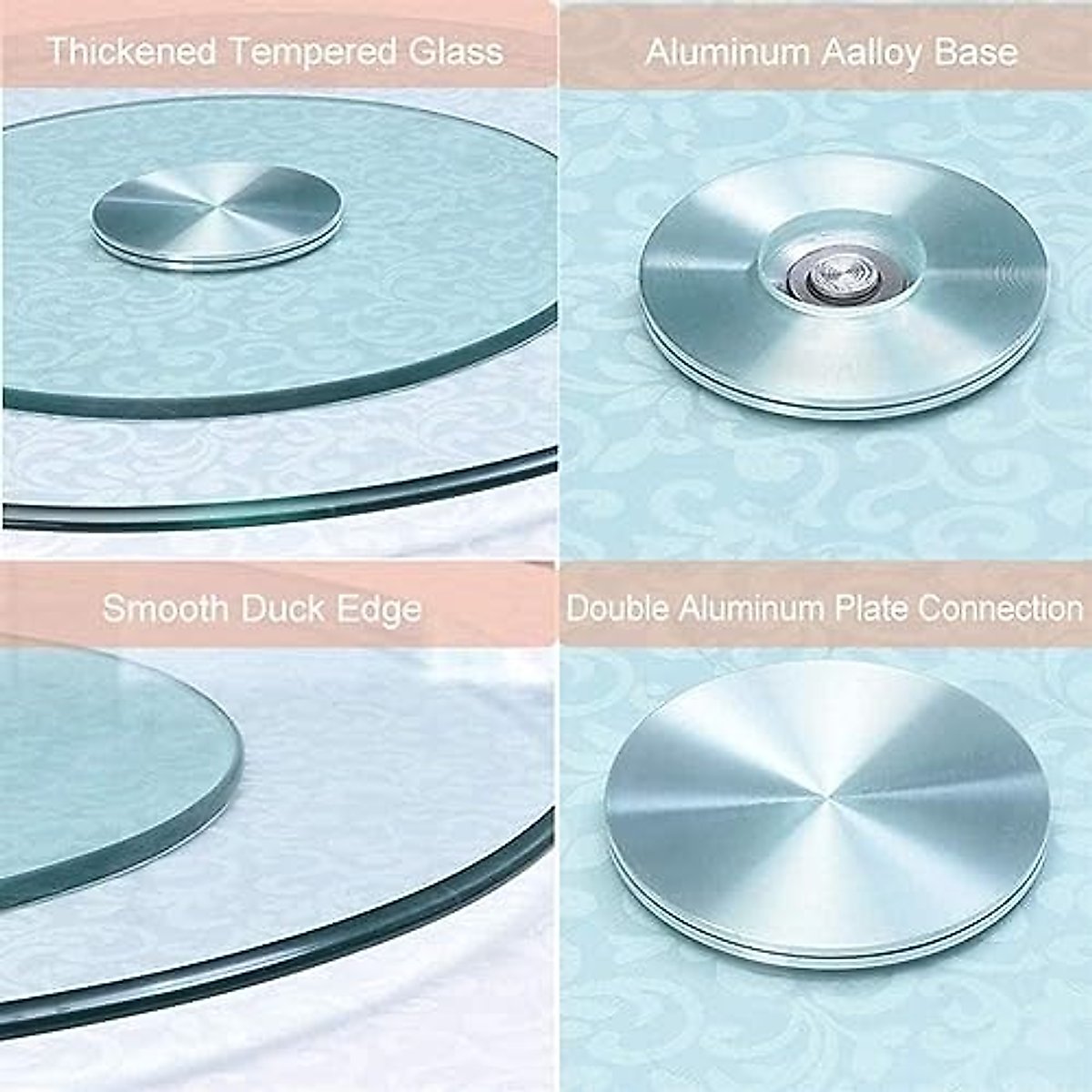 Lazy Susans Turntable Tempered Glass Lazy Susan Turntable， Round Clear Serving Plate Rotating Stand Kitchen Dining Table Tray Tabletop Organizer Spices Storage Holder (Size : 60cm/23.6)