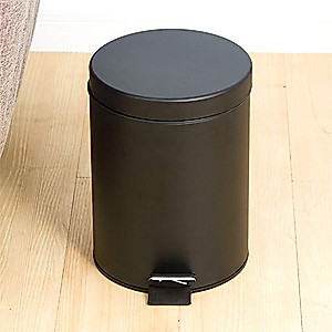 UNNIQ Trash can, 5L Iron Round Dustbin Bins Foot Pedal Waste Bin Metal Garbage Can Removable Inner Bucket for Home Kitchen