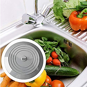 Cheeroyal 6 Inches Drain Stopper Silicone Bath Plug Tub Stopper Drain Plug for Kitchen, Bathroom and Laundry (Gray)