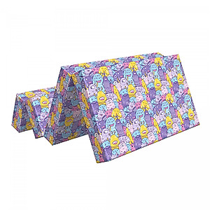 Ambesonne Aliens Foldable Mattress, Happy Monsters, 78.7" x 47.2", Ceil Blue and Multicolor