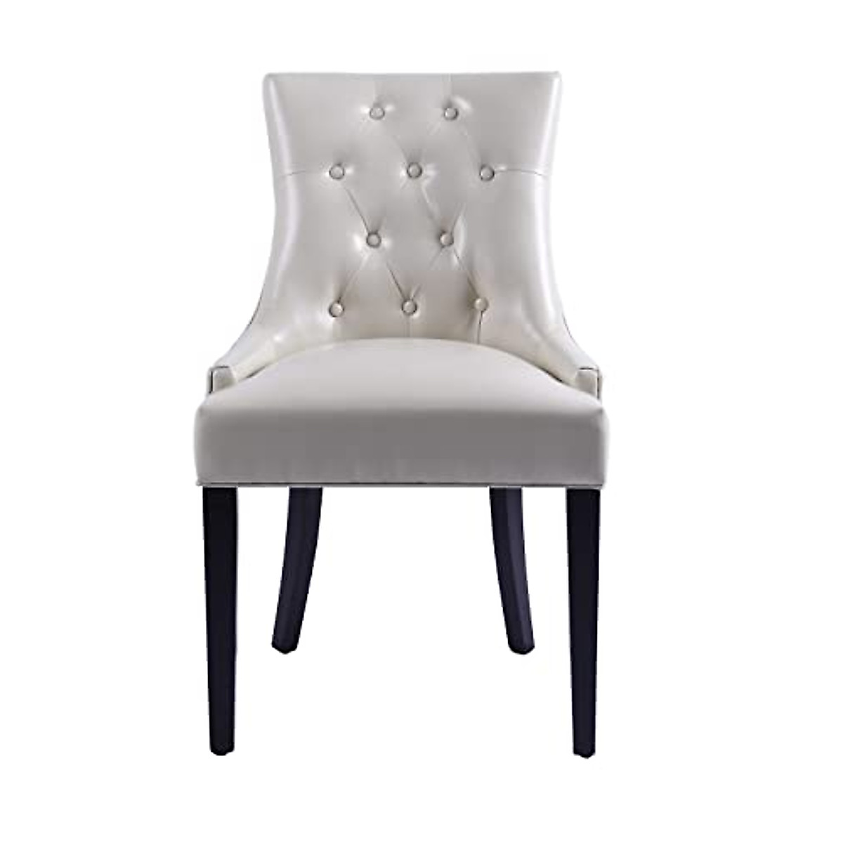 Merax Dining Chair Set of2, Bounded Leather Dinng Chair, Living Room Chairs Set, Kitchen Chair with Wood Legs, Cream