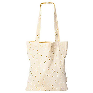 Haooryx Daisy Tote Bag Daisy Design Cotton Canvas Tote Bag for Women Students Cotton Shoulder Tote Bag Eco-friendly Tote Bag Bulk Reusable School Work Grocery Shopping Bag with Inner Pockets