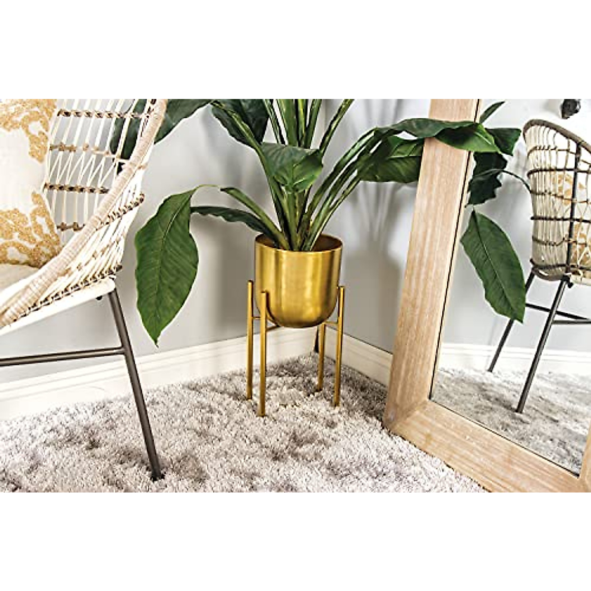 CosmoLiving by Cosmopolitan Metal Indoor Outdoor Dome Planter with Removable Stand, Set of 2 19", 22"H, Gold