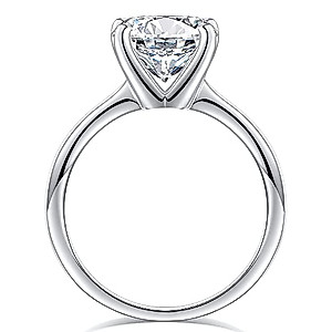 FACETS JEWELS Colorless VVS1 2.00 Carat Moissanite Diamond Engagement And Wedding Ring For Women In Solitaire Ring in - 10K Solid White Gold Size 6.5
