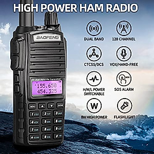BaoFeng UV-82 High Power BaoFeng Radio Ham Radio Dual PTT Dual Band Portable Walkie Talkies with Extra Earpiece, AR-771 Antenna