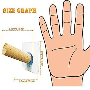 Self Adhesive Hat Hooks for Wall 12 Pieces Solid Wood, Cowboy Hat Hangers for Wall Hat Hook Natural Hat Pegs Hat Hanger for Wall Entryway,Bathroom,Door,Stair-Side,Wardrobe,Closet (Red Beech-12P)