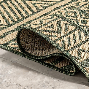 nuLOOM Abbey Geometric 7x9 Indoor/Outdoor Area Rug for Living Room Patio Deck Front Porch Kitchen, Green/Brown