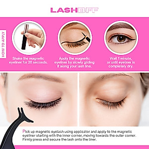 Lash BFF Magnetic False Lashes Variety Pack with Eyeliner, Wispy, Natural Look, and Dramatic Eyelashes, Reusable 3D Strip Eyelashes Bulk Kit, Waterproof Faux Lashes No Glue
