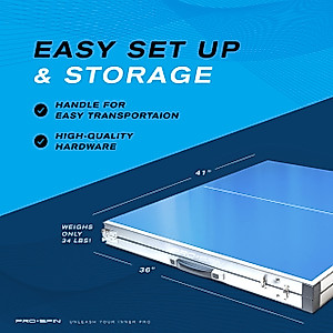 PRO-SPIN Midsize Ping Pong Table | Foldable | Complete Set with Premium Ping Pong Paddles & Balls | 100% Pre-Assembled | Portable Aluminum Table Tennis Table | Weatherproof Indoor/Outdoor Table Tennis