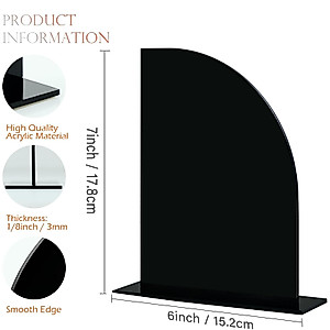 JINMURY 10 Pack Black Acrylic Half Arch Sign with Stand | 5x7 Inch Half Arch Acrylic Blank Sign and Base, DIY Wedding Table Numbers, Wedding Signage, Events& Parties