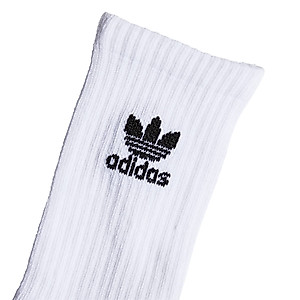 adidas Originals Unisex Kids-Boy's/Girl's Trefoil Cushioned Crew Socks (6-Pair), White/Black/OG, Large