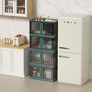 HAIXIN Stackable Storage Bins, 19 Gal Sink Organizer, Collapsible Storage Containers, Storgae Bins with Lids and Wheels, 1 Pack