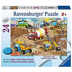 Ravensburger Construction Fun 24 Piece Floor Jigsaw Puzzle for Kids - 03077 - Every Piece is Unique, Pieces Fit Together Perfectly