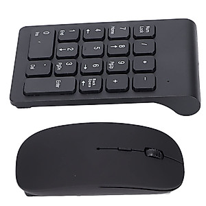 Numeric Keypad, Mini 2.4G 18 Keys 1200 DPI Number Keyboard, Portable Silent Financial Accounting Numeric Keypad Extensions Mouse Combo, for Laptop, PC, Desktop, Notebook