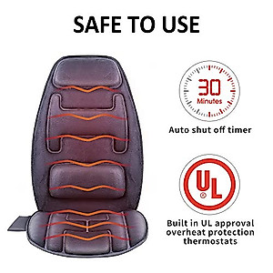 Snailax Massage Seat Cushion with Heat - Extra Memory Foam Support Pad in Neck and Lumbar,10 Vibration Massage Motors, 2 Heat Levels, Back Massager Chair Pad for Back