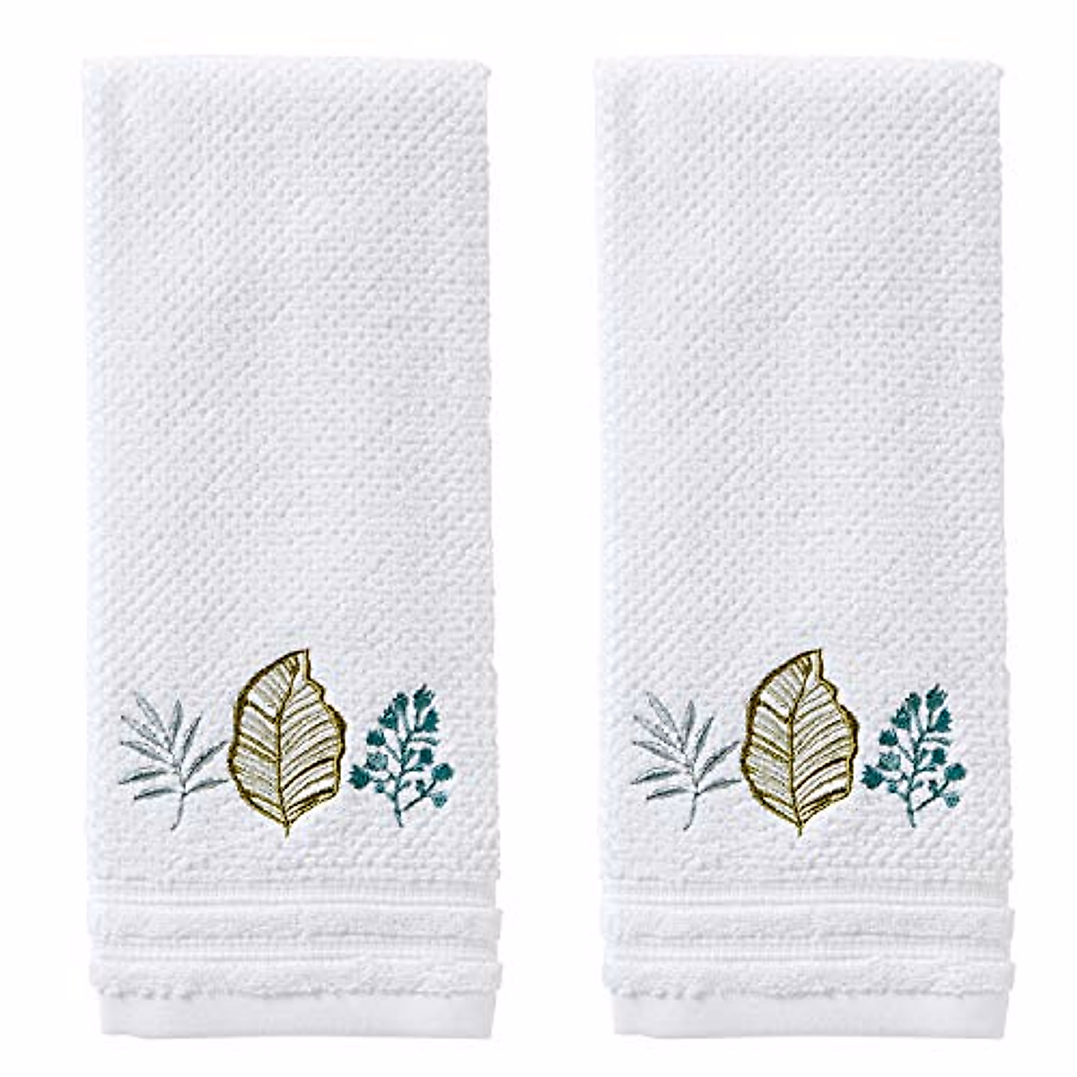 SKL Home Sprouted Palm Hand Towel Set, White
