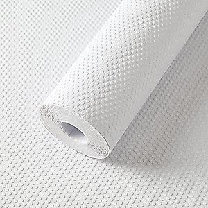 FLPMIX Shelf Liner White - Waterproof Pantry Cabinets Liners,Washable Easy to Cut Drawer Mat for Kitchens Cupboard 17.7" X 96Inch
