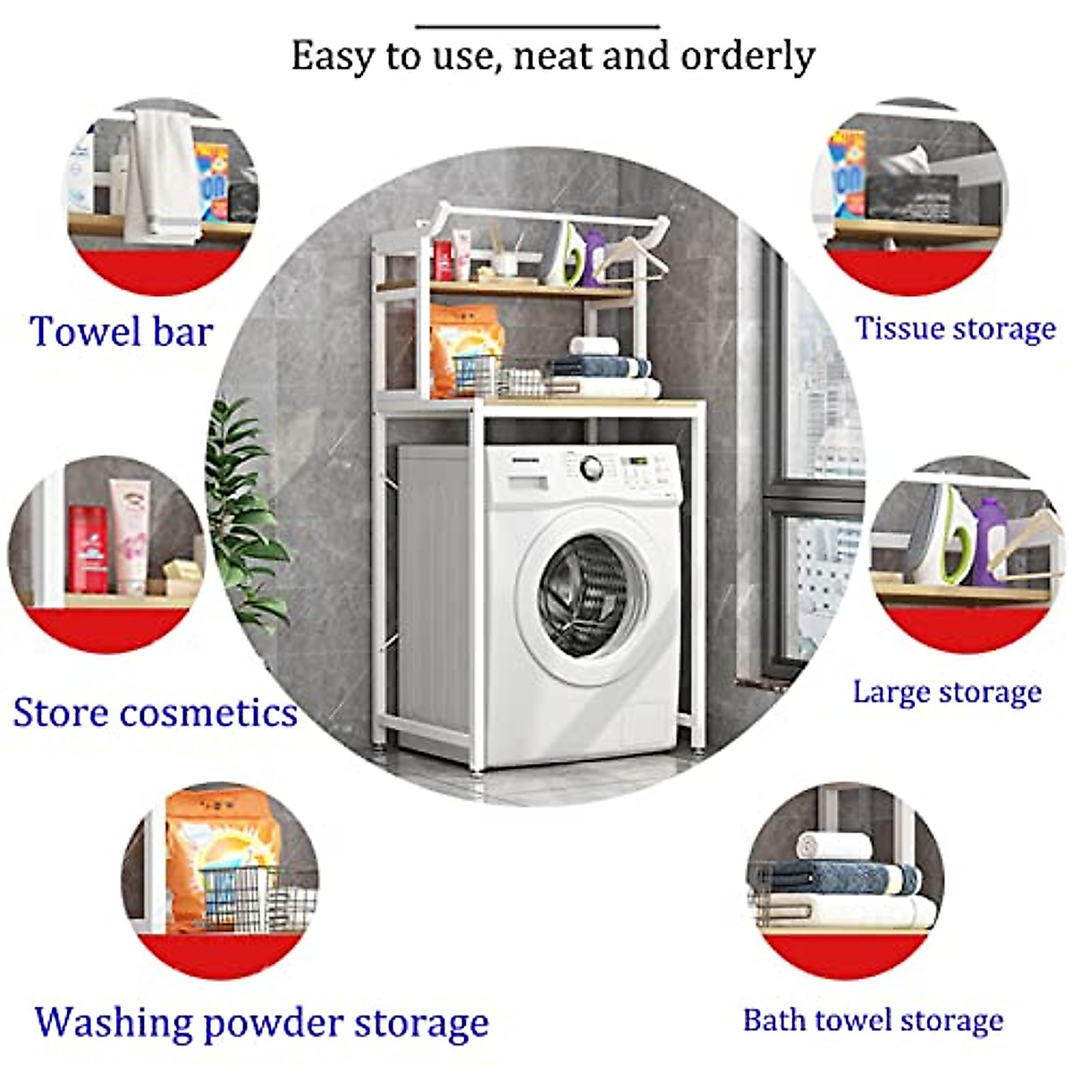 BKGDO Washer Storage Frames Floor Standing for Over Toilet,Balcony Storage Shelf,Storage Shelf Above The Bathroom Drum,Drum Washinghine Bathroom Storage Rack/Black