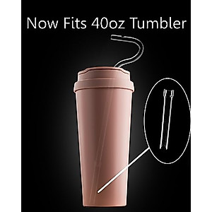 Lipzi - Anti Wrinkle Straw - Glass anti-wrinkle drinking straws for 40oz Tumbler, Clear Reusable Straws with Cleaning Brush - Eco-Friendly Alternative to Plastic - Cleaning Brush Included - 2 Pack