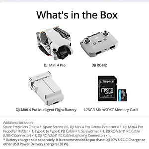 DJI Mini 4 Pro Quadcopter Drone with 128GB Card- Lightweight and Foldable Mini Camera Drone with 4K HDR Video, True Vertical Shooting, Obstacle Sensing and Intelligent Features (2 Items)
