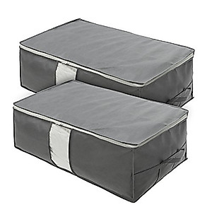 Surblue Under Bed Storage Organizer Large Capacity with Handle Clear Window (Gray)