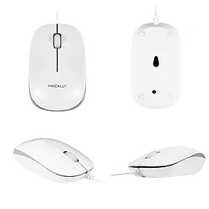Macally USB Wired Mouse for Mac and Windows - Simple 3 Button Corded Computer Mouse Wired, Scroll Wheel Layout with Long Wire Cord - Plug and Play USB Mouse Wired for Laptop, PC Desktop, Notebook