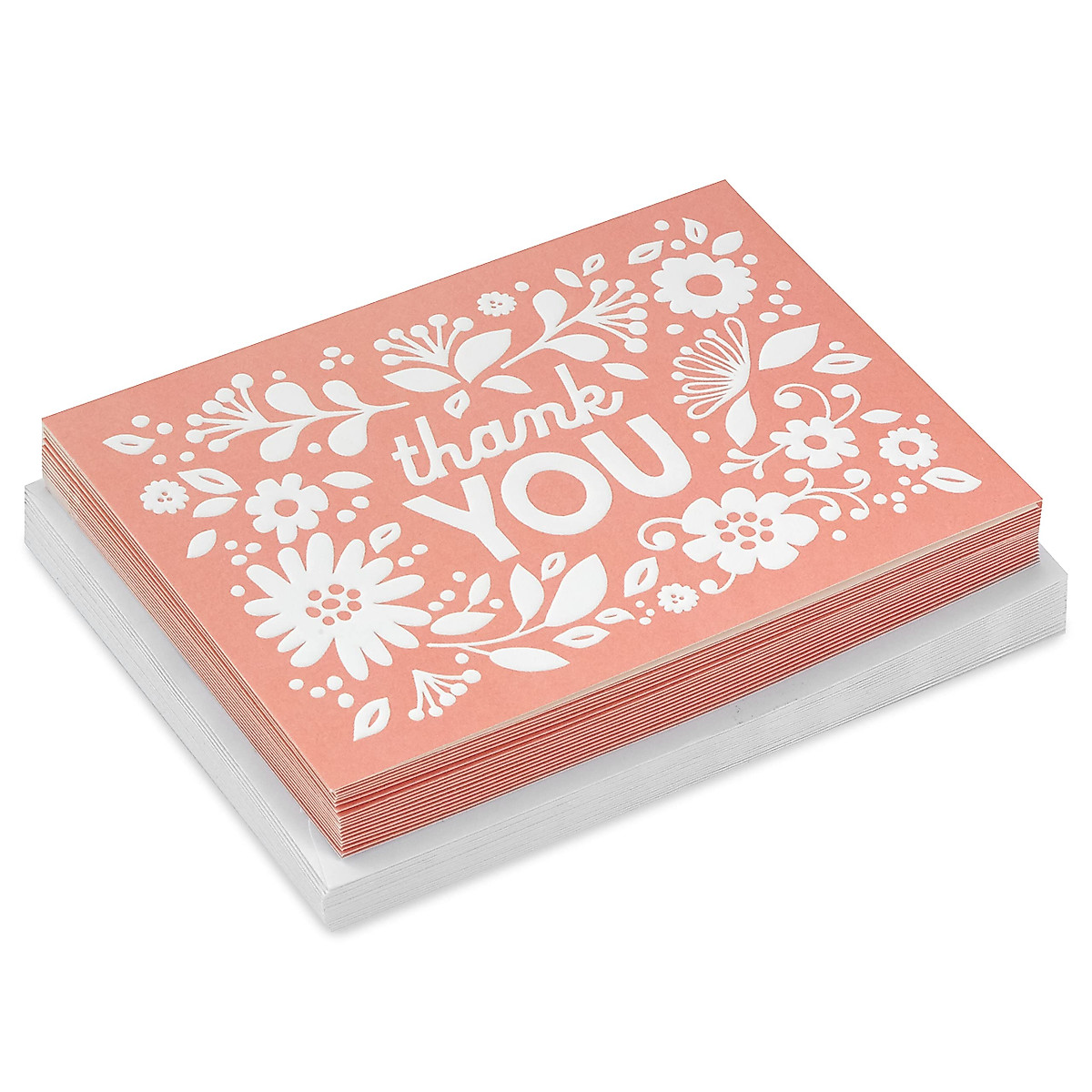 Hallmark Pack of Thank You Cards, Pink Rustic Flowers (20 Thank You Notes with Envelopes for Baby Showers, Weddings, All Occasion)
