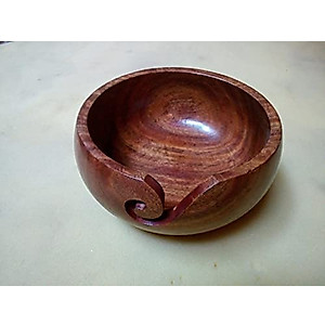 Decorative Yarn Bowl Weaving Supply Circular Yarn Storage Bowl Wooden for Knitting Crochet by SUFY Crafts (Small-6x6x3 Inch)