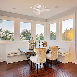 Design House 157321 Atrium 30-Inch Traditional Indoor Hugger/Low Profile Mount Ceiling Fan with Light Kit, Reversible Blades, White