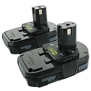 RYOBI P102 18V One+ Compact Lithium Ion Battery, 2 Pack