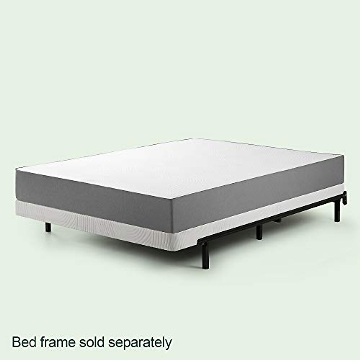 ZINUS No Assembly Box Spring / 4 Inch White Mattress Foundation / Sturdy Metal Structure, Queen,Grey