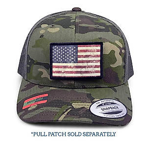 Pull Patch Multicam Camo Curved Bill Snapback Trucker Hat | Tropical Green & Green | 2x3 in Loop Surface for Patches