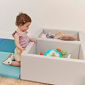 ECR4Kids SoftZone Play Patch Activity Mat and Toy Bins, Beginner Playset, Contemporary, 6-Piece