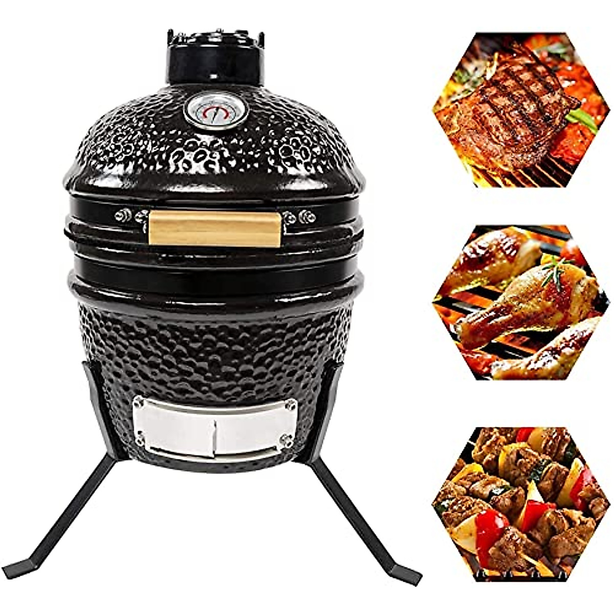 WHNB 13 Inch Ceramic Charcoal Grills Multifunctional Mini Garden Outdoor Grill Without Side Table for BBQ, Camping and Picnic