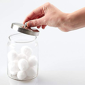 iDesign Forma Bathroom Vanity Glass Apothecary Jar for Cotton Balls, Swabs, Cosmetic Pads - Clear/Brushed Stainless Steel