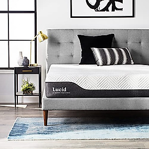 Lucid 12 Inch Hybrid Mattress – Bamboo Charcoal and Aloe Vera Infused- Memory Foam Mattress- Moisture Wicking – Odor Reducing, White/Black
