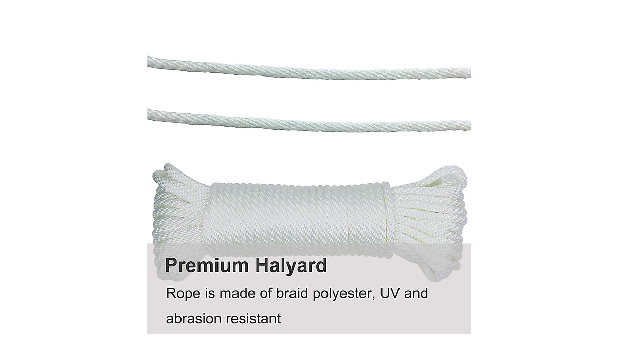Huouo 50 FT Flagpole Halyard Kit - Durable & Easy to Use