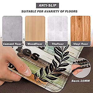 weesire Kitchen Mats for Floor Anti Fatigue Mats for Kitchen Floor Kitchen Rugs Farmhouse Style Memory Foam Kitchen Mat Cushioned PVC Leather Kitchen Rug Set, 17.3x28+17.3x47 inchs