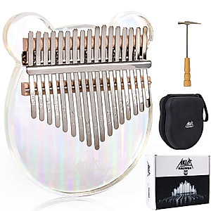Kalimba, AKLOT Thumb Piano 17 Keys Crystal Finger Piano Rainbow Bear Start Kits with Protective Case Tuning Hammer Study Booklet Cleaning Cloth