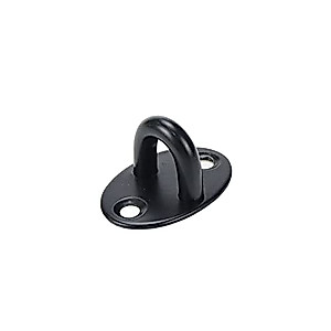 UTALIND 4 Pcs Stainless Steel Ceiling Hooks Black Pad Eye Plate U Hooks Heavy Duty Wall Mount Ring Hooks Staple Hook Loop with Screws(Oval)