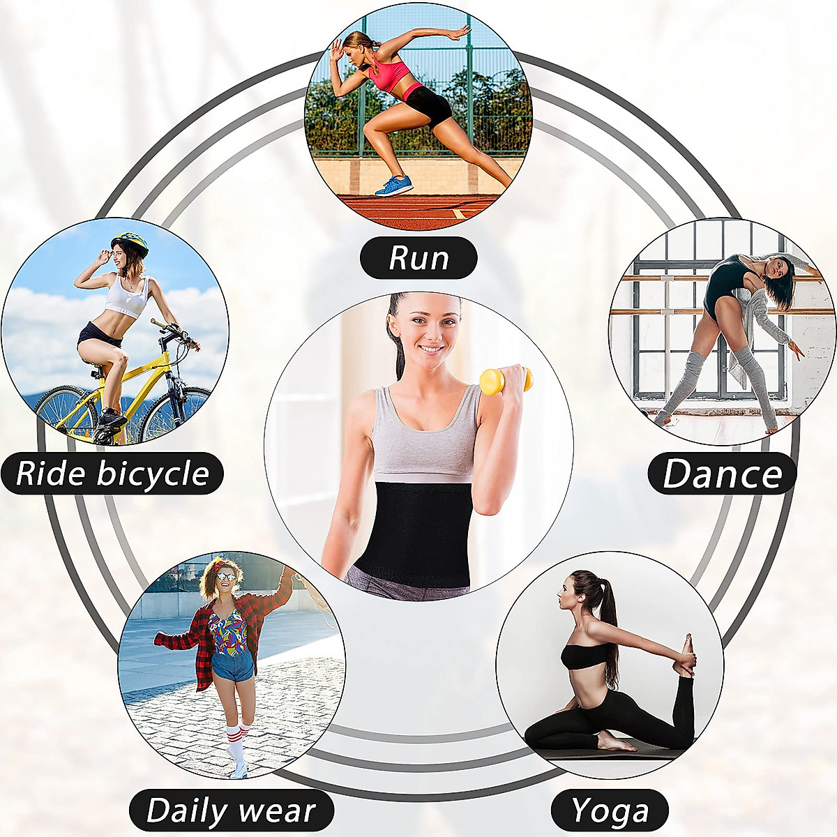 Geyoga Waist Trimmer Sweat Waist Trainer Wrap Stomach Wraps for Women Bodybuilding (Silver Inner,XXL)