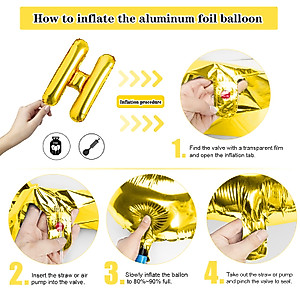 Happy Birthday Banner 16 Inch Mixed color Mylar Foil Letters Inflatable Balloons Birthday Party Decorations for Kids and Adults